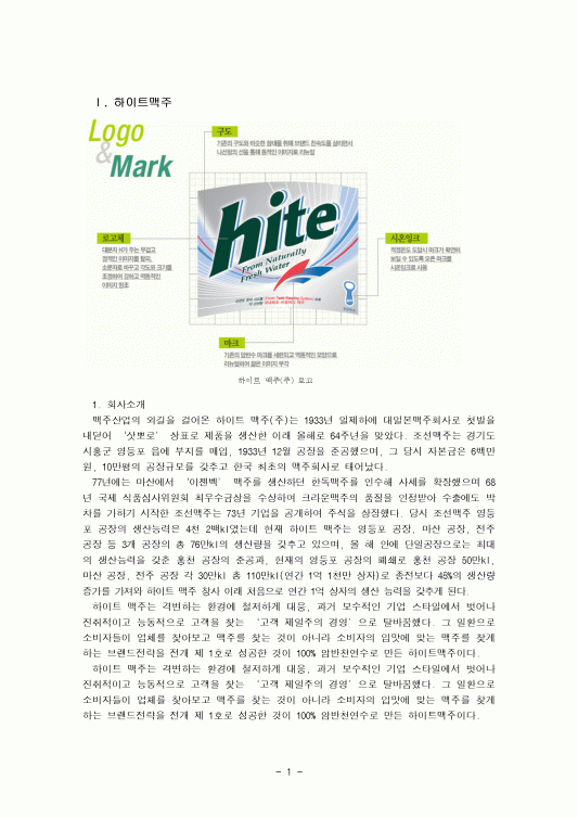 하이트맥주 레포트 자료