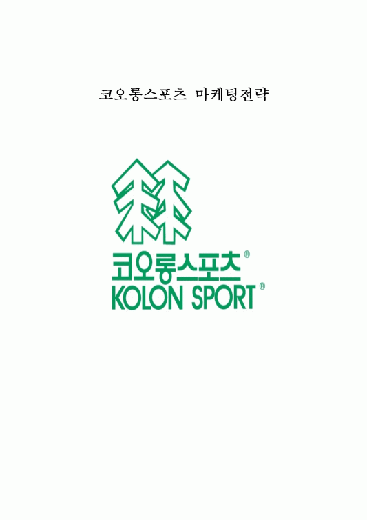 코오롱스포츠 마케팅 SWOT,STP,4P 전략분석과 코오롱스포츠 브랜드분석및 미래방향제안 보고서