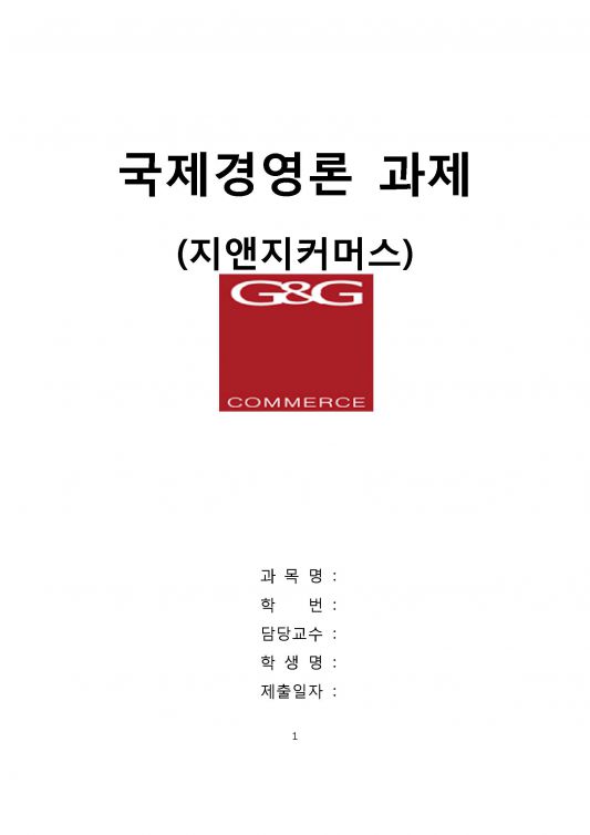 [국제경영]지앤지커머스 기업 분석 및 전략
