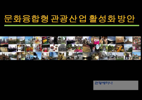 문화융합형 관광산업 활성화 방안 (연구의 배경·목적·범위 및 방법, 문화관광 이론적 논의 및 정책대상 설정, 국내외 사례분석, 관련정책 추진 현황, 생활문화 융합형 관광산업 활성화 방안, 정책 제언).pptx