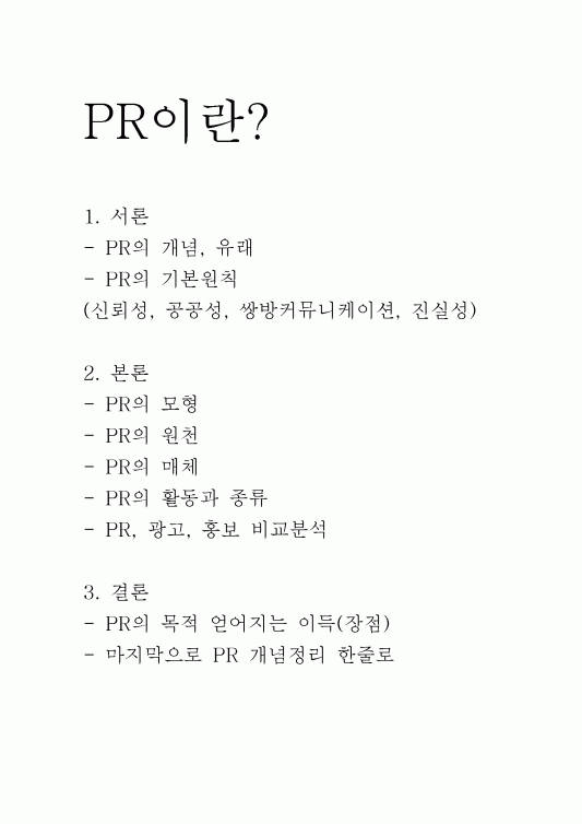 PR이란? (PR의 개념, 유래, PR의 기본원칙, PR의 모형, PR의 원천, PR의 매체, PR의 활동과 종류, PR, 광고, 홍보 비교분석, PR의 목적 얻어지는 이득(장점))