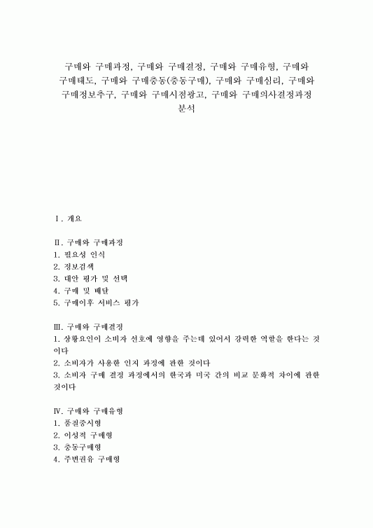 [구매][구매결정]구매와 구매과정, 구매와 구매결정, 구매와 구매유형, 구매와 구매태도, 구매와 구매충동(충동구매), 구매와 구매심리, 구매와 구매정보추구, 구매와 구매시점광고, 구매와 구매의사결정과정 분석