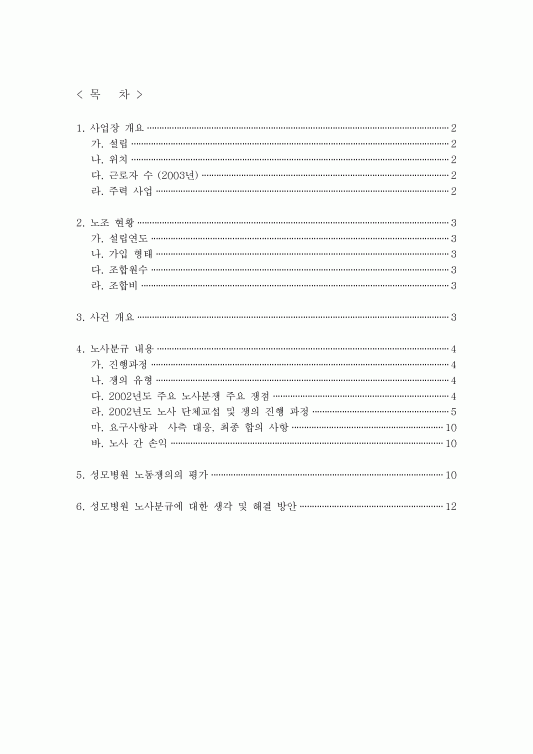 성모 병원의 노사 갈등 사례