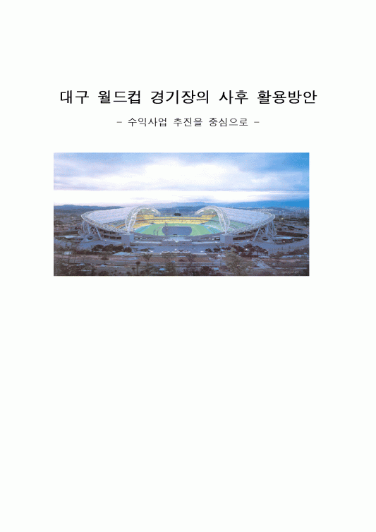 대구 월드컵 경기장의 사후 활용방안 - 수익사업 추진을 중심으로 -