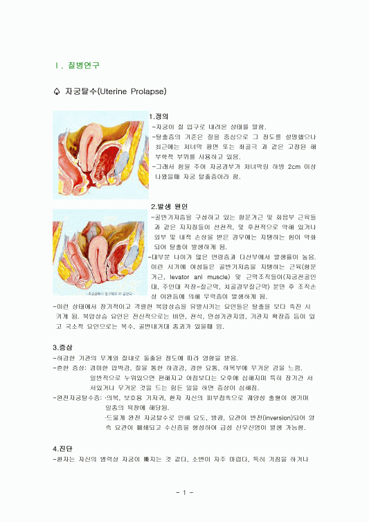 여성간호학실습 자궁탈수 Uterine Prolapse 케이스