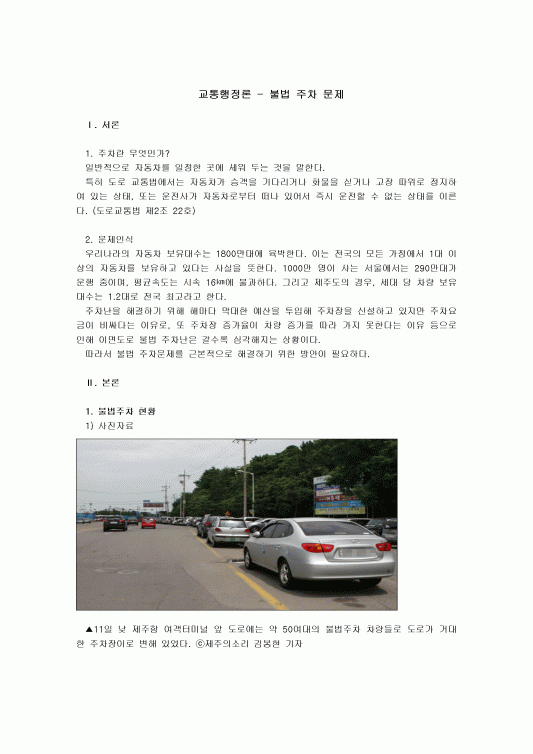 교통행정론 - 불법 주차 문제