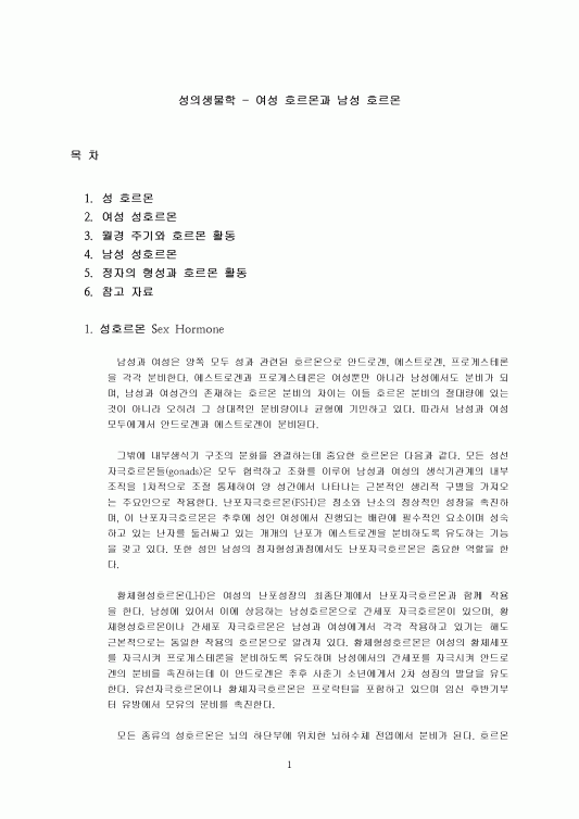 [성의생물학] 여성 호르몬과 남성 호르몬