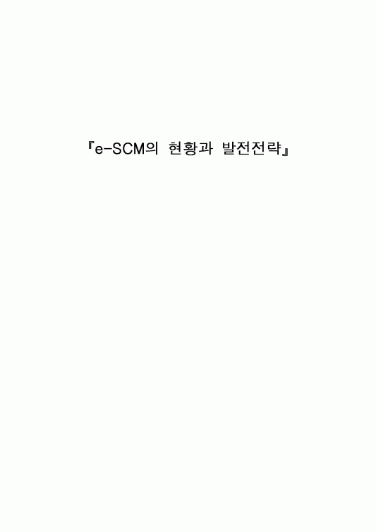 e-SCM의 현황과 발전전략