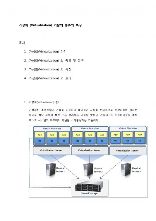 가상화 (Virtualization) 정리 {가상화의 정의와 가상화 기술의 종류와 특징 및 효과}