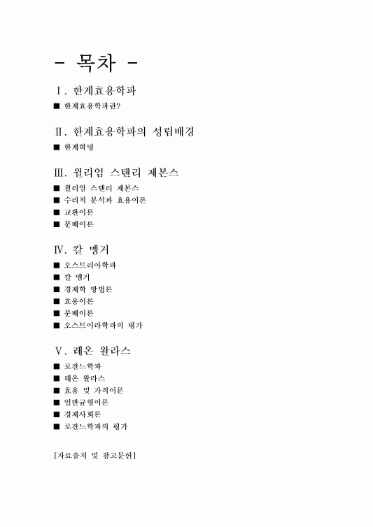 한계효용학파(限界效用學派)에 대해서, 그리고 한계효용학파들 {한계효용학파의 성립배경, 윌리엄 스탠리 제본스, 칼 멩거, 레온 왈라스}