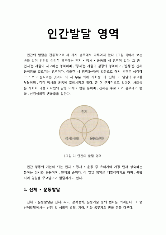[영유아발달] 인간발달 영역 (신체발달, 운동발달, 사회발달, 정서발달, 인지발달)