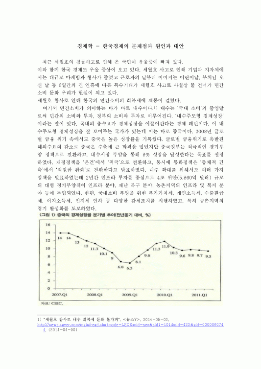 경제학 - 한국경제의 문제점과 원인과 대안