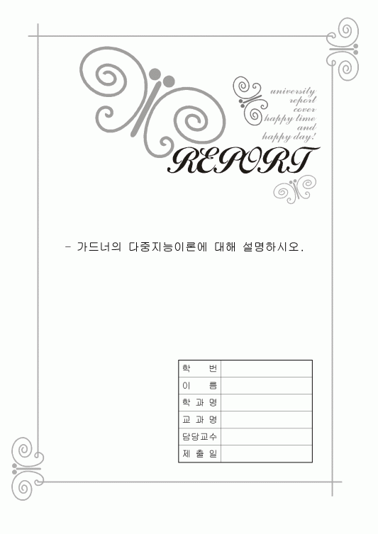 - 가드너의 다중지능이론에 대해 설명하시오.