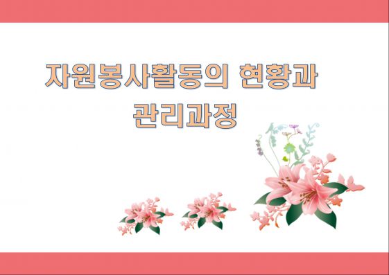 자원봉사활동의 현황과 관리과정
