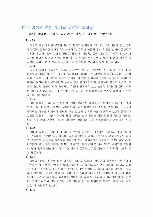 [요약] 여성의 몸 몸의 문화정치학 _ 저자 김은실