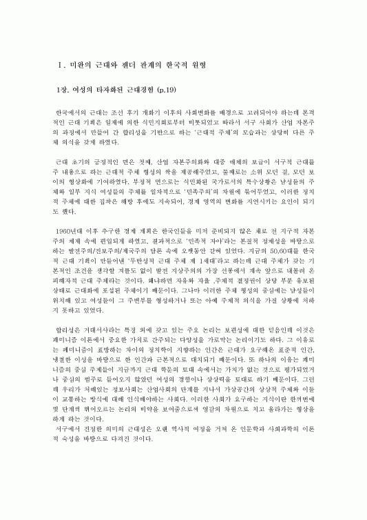[요약] 후기 근대의 페미니즘 담론 (저자 이수자)
