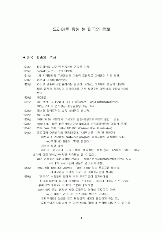 드라마drama를 통해 본 미국의 문화
