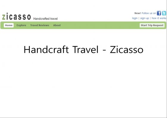 Handcraft Travel - Zicasso 지카소 [Zicasso 경영전략] Zicasso 기업분석, Zicasso 특징, Zicasso 마케팅 전략, Zicasso 마케팅, Zicasso 전략, SWOT분석, 여행업.pptx
