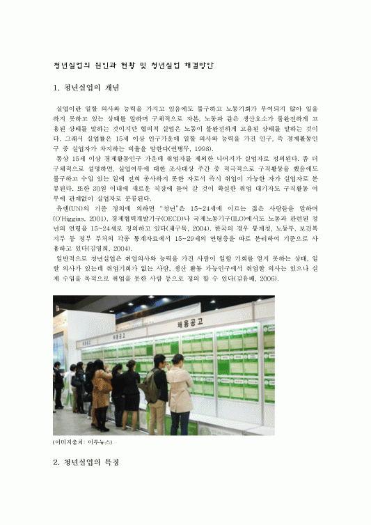 [청년실업靑年失業] 청년실업의 원인과 현황 및 청년실업 해결방안 - 청년실업