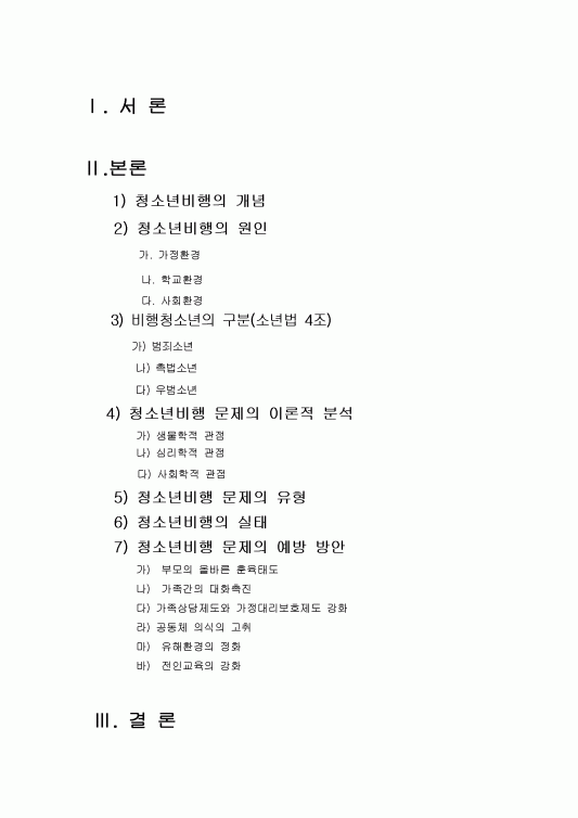 청소년 비행의 원인과 구분 및  유형과 실태를 파악한후 청소년비행 문제의  예방 방안을 논하라