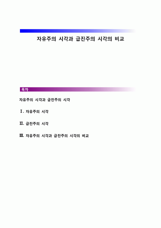 자유주의liberalism 시각과 급진주의 시각의 비교