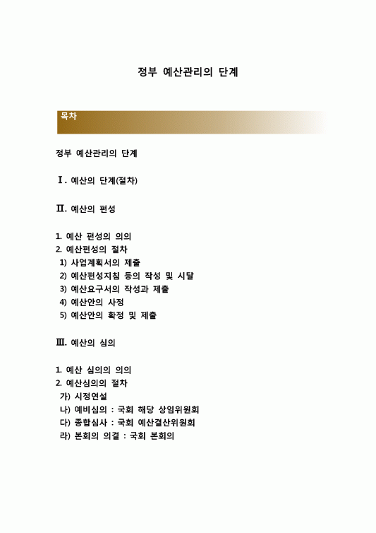 정부政府 예산관리의 단계