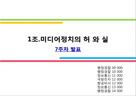 미디어 정치의 허와실 (발표레포트) {정치적 이미지 개념과 이미지 메이킹, 정치적 이미지 메이킹의 중요성, 선거과정 중 정치적 이미지의 구체화}.pptx
