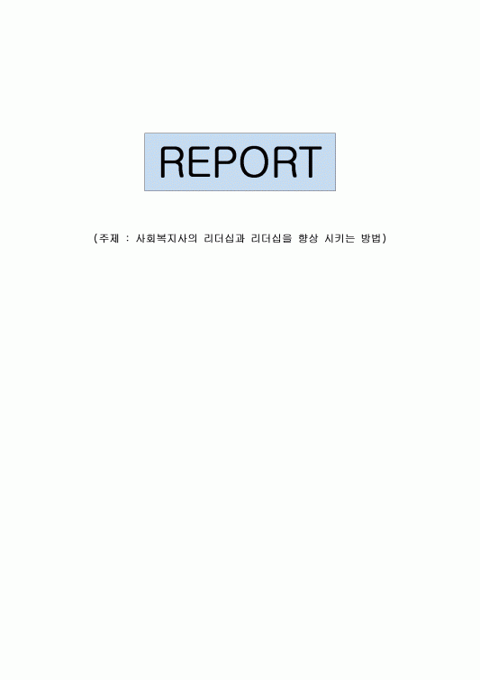 사회복지사의 리더십(Social Workers` Leadership)과 리더십을 향상 시키는 방법