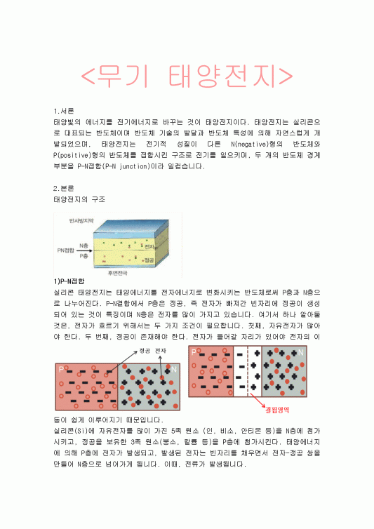 <무기 태양전지> 보고서