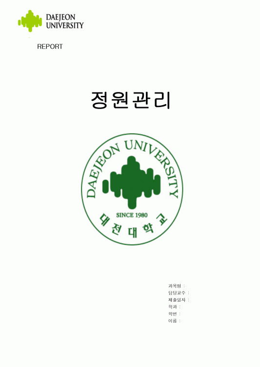 [병원인적자원관리] 정원관리 {정원관리의 정의, 정원의 종류, 외주용역}