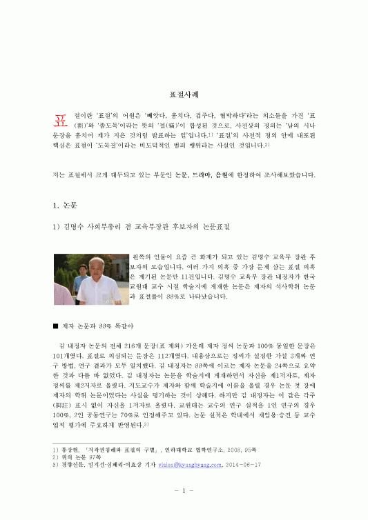 표절(剽竊)사례