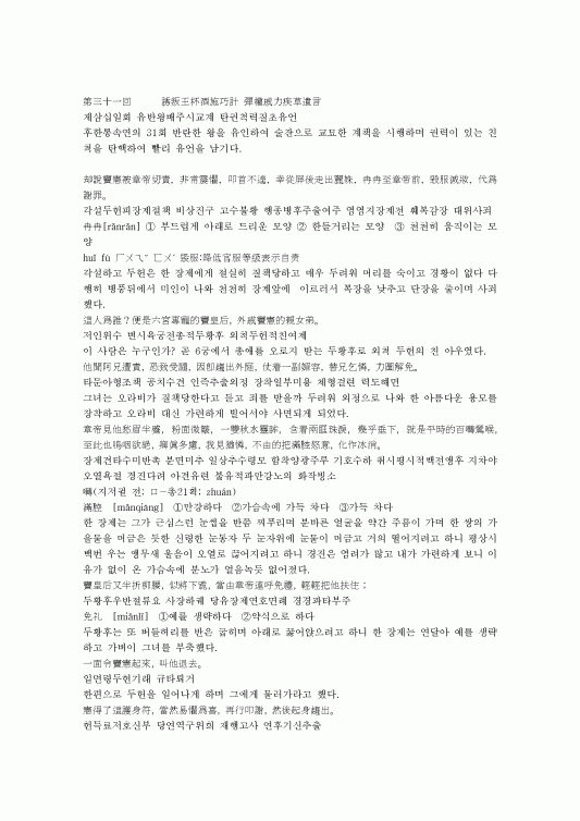 채동번의 역사소설  『후한통속연의(後漢通俗演義)』 31회 32회 33회