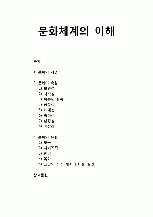 [인간행동과 사회환경 人間行動 社會環境] 문화(文化) - 문화의 개념과 문화의 속성 및 문화의 유형을 통한 문화체계의 이해