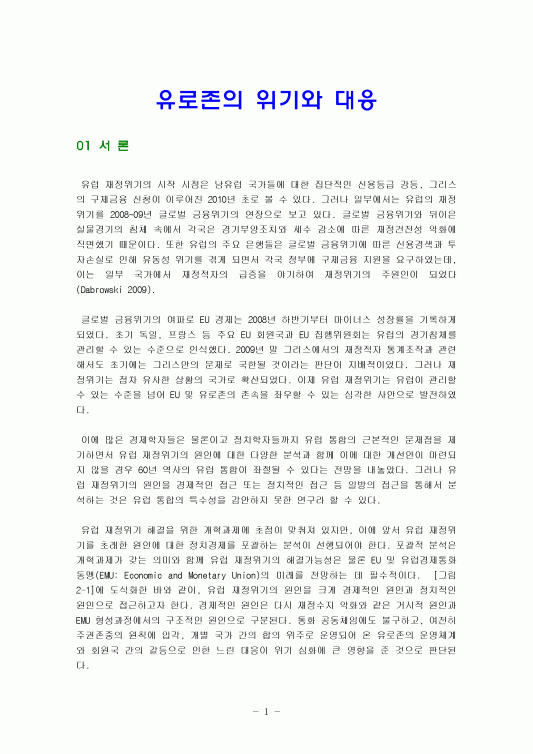 유로존의 위기와 대응