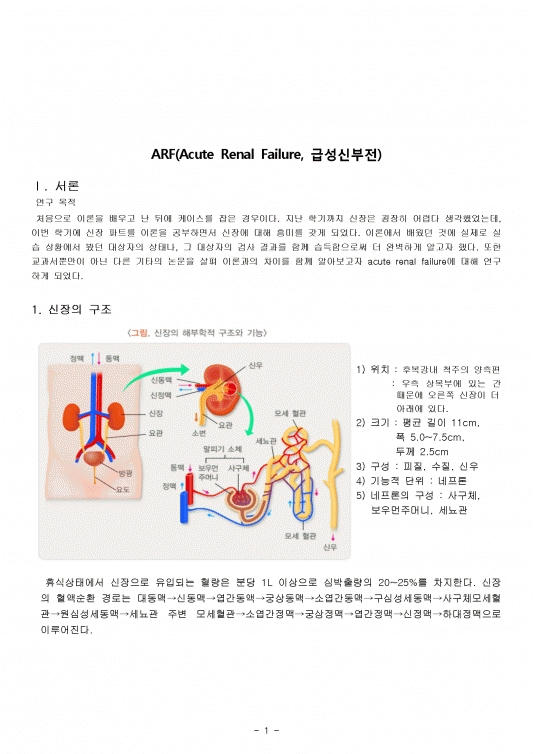 ARF(Acute Renal Failure, 급성신부전)
