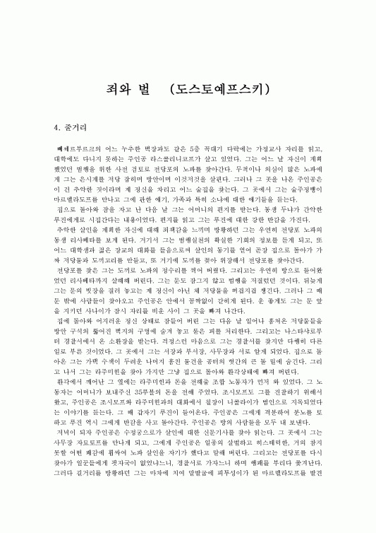 도스토예프스키의 `죄와 벌` -자세한줄거리