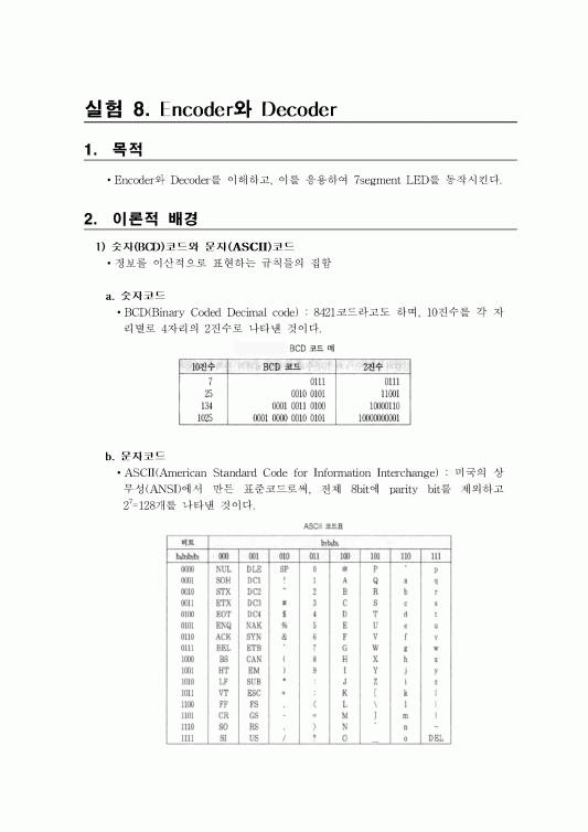 Encoder와 Decoder(예비+결과)(기초회로실험)