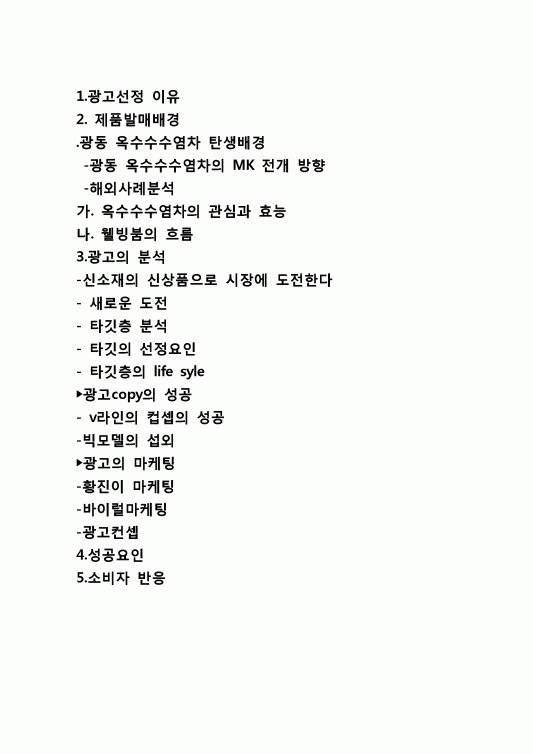특정제품 타깃선정-광동옥수수수염차