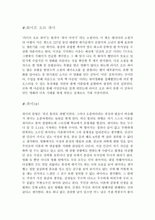 영화 파이 감상문