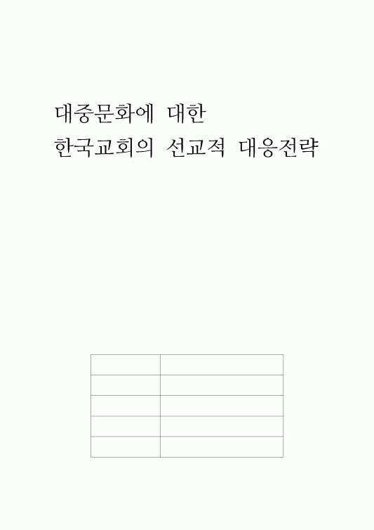 대중문화에 대한 한국교회의 전략