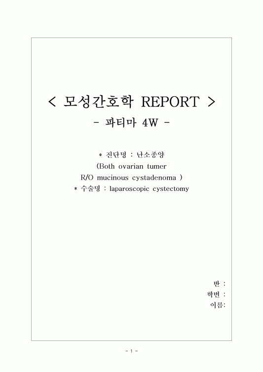 모성간호학-난소종양-창원파티마