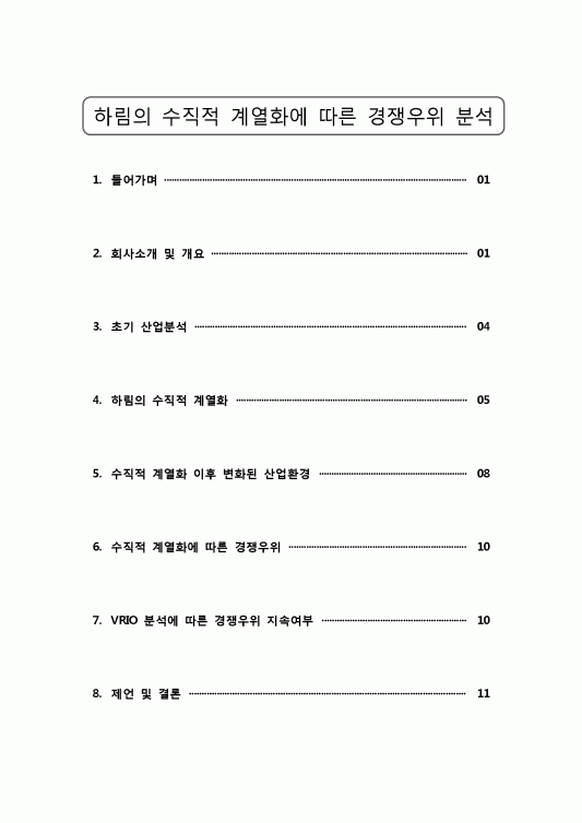 하림의 수직적 계열화에 따른 경쟁우위 분석