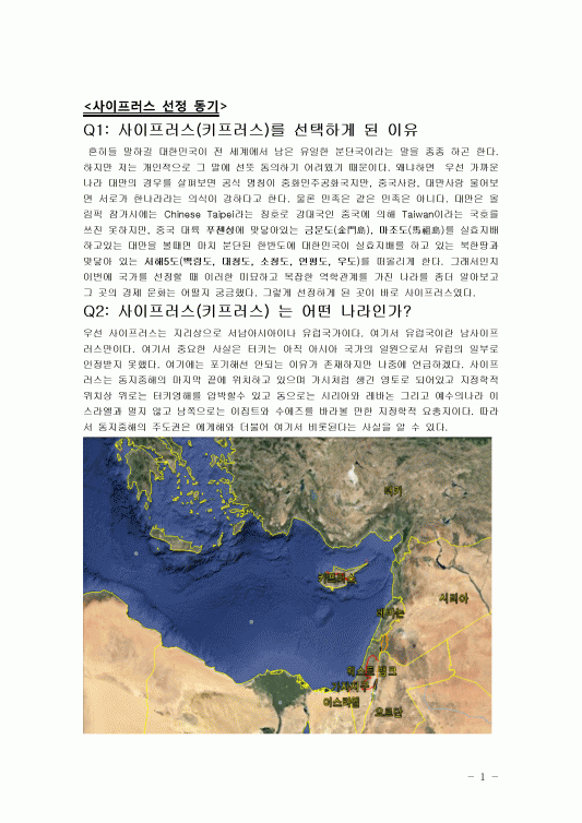 사이프러스 경제발전론 과제