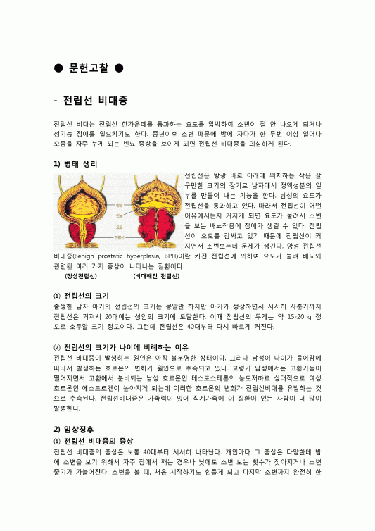 문헌고찰-전립선비대증, 방광결석