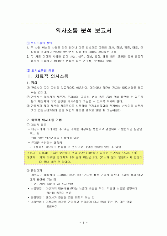 [정신간호학] 의사소통과 비치료적 의사소통
