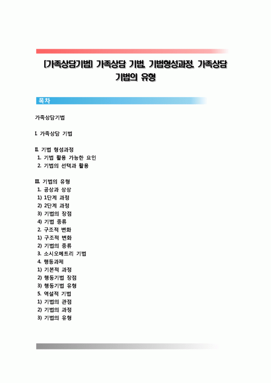 [가족상담기법] 가족상담 기법, 기법형성과정, 가족상담 기법의 유형
