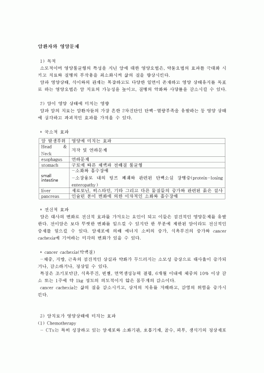 암환자 영양에 대한 간호