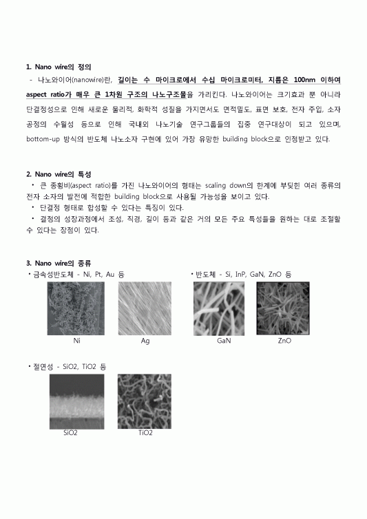나노와이어 레포트 자료