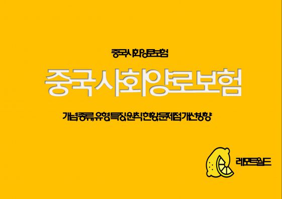 중국 사회 양로보험 - 개념, 종류, 유형, 특징, 원칙, 현황, 문제점, 개선방향