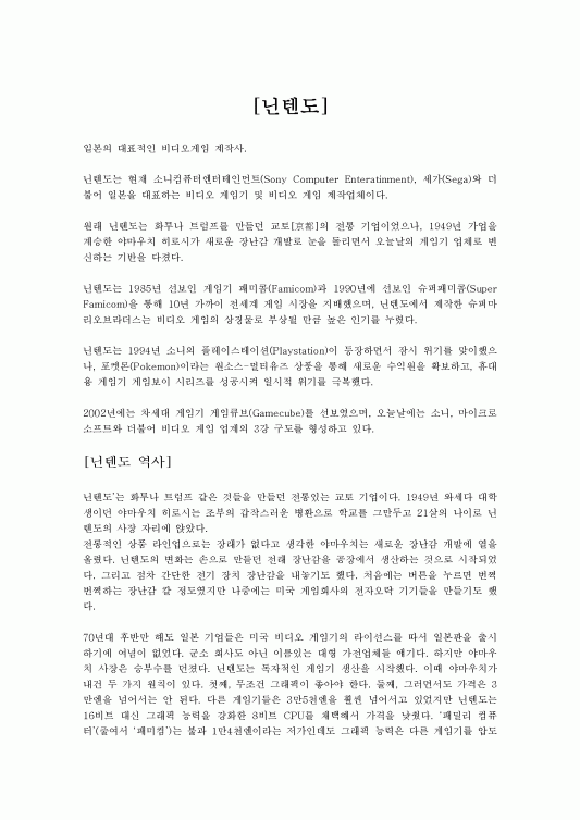 일본 닌텐도에 대해